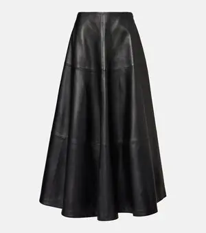 Altuzarra Varda Leather Midi Skirt - Black