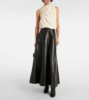 Altuzarra Varda Leather Midi Skirt