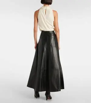 Altuzarra Varda Leather Midi Skirt