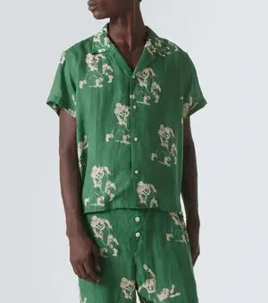 BODE Football Silhouette Linen Shirt