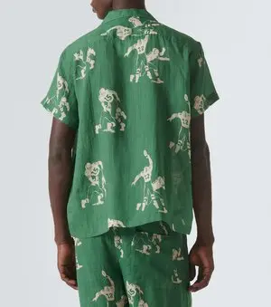 BODE Football Silhouette Linen Shirt