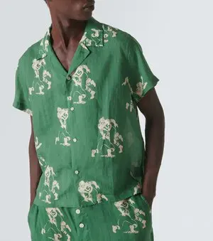 BODE Football Silhouette Linen Shirt