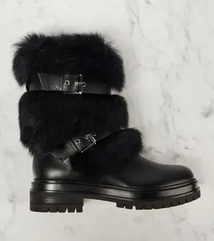 GIANVITO ROSSI Maverick Leather And Shearling Biker Boots - Black