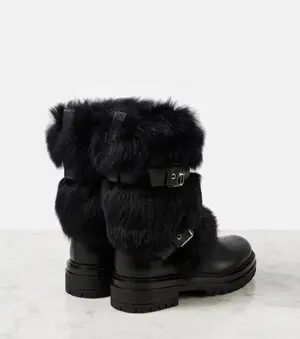 GIANVITO ROSSI Maverick Leather And Shearling Biker Boots - Black