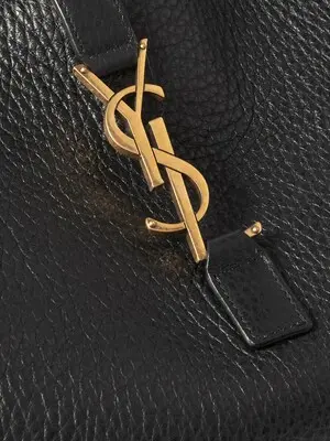 Saint Laurent Le 5 À 7 Bea Textured Leather Tote - Black