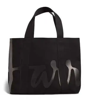 Harrods Medium Cotton Logo Tote Bag - Black