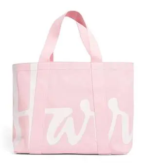 Harrods Medium Cotton Logo Tote Bag - Pink