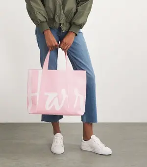 Harrods Medium Cotton Logo Tote Bag - Pink