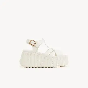 Chloé Nama Wedge Sandals - Eggshell