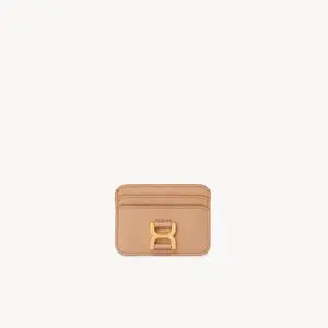 Chloé Marcie Card Holder In Grained Leather - Light Tan