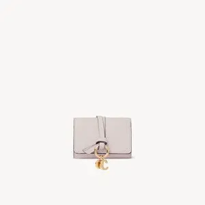 Chloé Mini Alphabet Tri-fold In Grained Leather - Wild Grey