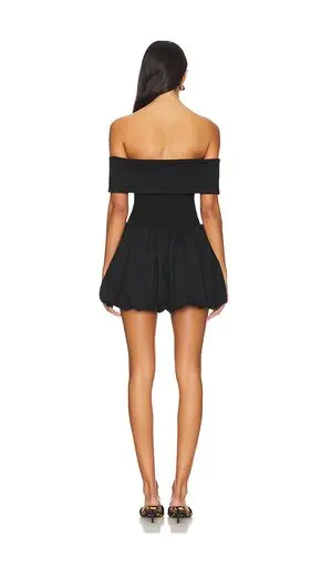 Majorelle Off-the-shoulder Mini Dress With Bubble Hem - Black
