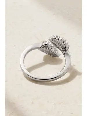 ANITA KO Small Palm Leaf 18-karat White Gold Diamond Ring - Silver