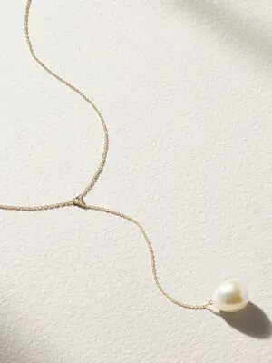 Mizuki 14k Pearl And Diamond Necklace - Gold