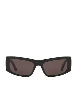 Balenciaga Acetate Rectangular Frame Sunglasses - Black