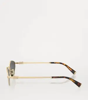 Miu Miu Tone Geometric Frame Sunglasses - Gold