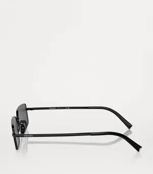 Prada Metal Rectangular Frame Sunglasses - Black