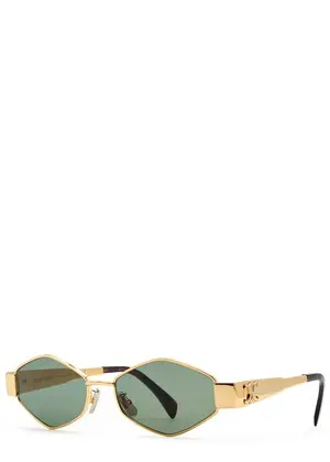 Celine Triomphe Hexagonal-frame Sunglasses - Gold