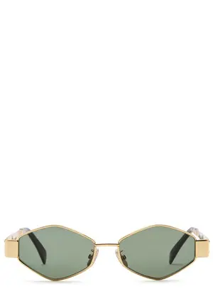 Celine Triomphe Hexagonal-frame Sunglasses - Gold