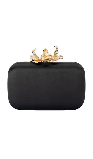 OLGA BERG Adele Orchid Lock Clutch - Black
