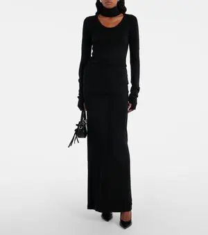 DIDU Cutout Ribbed-knit Turtleneck Top