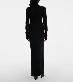 DIDU Cutout Ribbed-knit Turtleneck Top