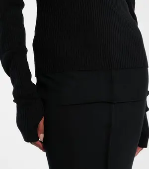 DIDU Cutout Ribbed-knit Turtleneck Top