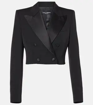 Dolce & Gabbana Cropped Cotton-blend Tuxedo Jacket