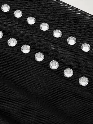 Oseree Crystal-embellished Mesh Evening Gloves