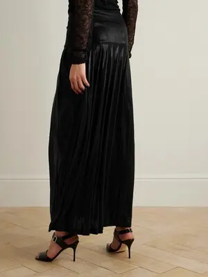Norma Kamali Pleated Stretch-lamé Maxi Skirt