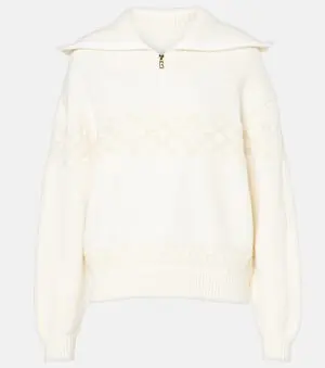 Bogner Elana Jacquard Wool-blend Half-zip Sweater - White