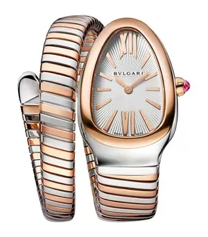 BVLGARI Rose Gold And Stainless Steel Serpenti Tubogas Watch - White