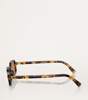 Miu Miu Tortoiseshell Rectangle Sunglasses - Brown