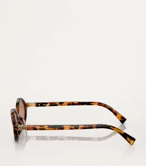 Miu Miu Oval Tortoiseshell Sunglasses - Brown
