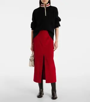 Brunello Cucinelli Cotton Midi Skirt - Red