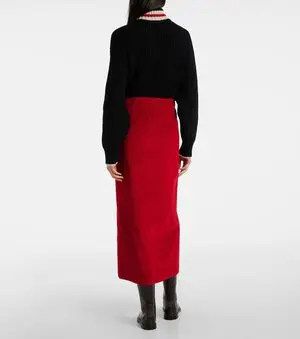 Brunello Cucinelli Cotton Midi Skirt - Red