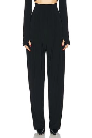 Norma Kamali High Waisted Tailored Pleat Trousers - Black