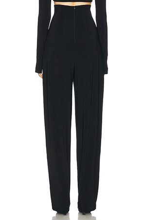 Norma Kamali High Waisted Tailored Pleat Trousers - Black