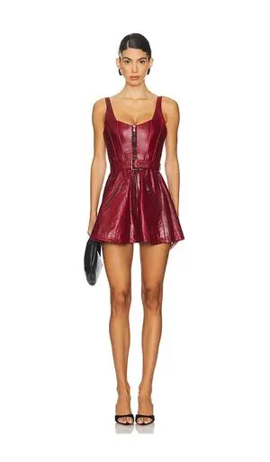 UNDERSTATED LEATHER Moto Mini Dress - Red