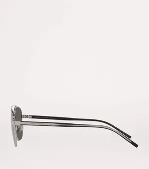 Saint Laurent Sl 665 Metal Aviator Sunglasses - Silver