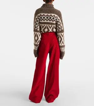 Brunello Cucinelli High-rise Cotton Corduroy Wide-leg Trousers - Red