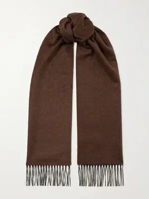 Gabriela Hearst Blaine Fringed Silk And Cashmere-blend Scarf - Brown