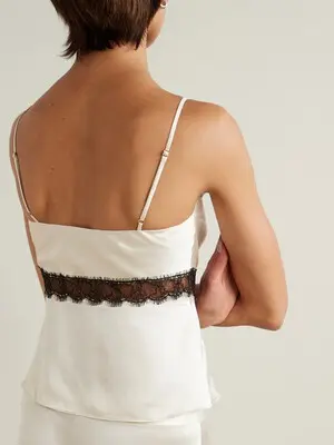 Kiki De Montparnasse Lace-trimmed Silk-charmeuse Camisole