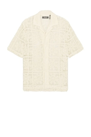 WAO Floral Crochet Camp Shirt - Natural