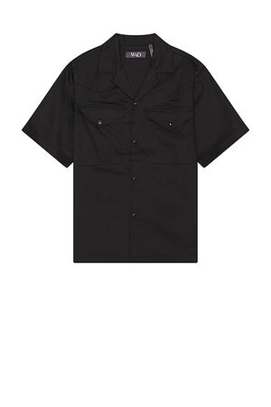 WAO Satin Western Short Sleeve Shirt - Black