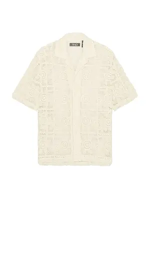WAO Floral Crochet Camp Shirt - Cream