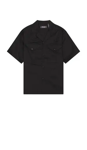 WAO Satin Western Short Sleeve Shirt - Black