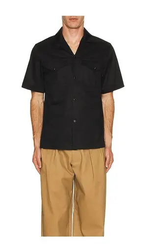 WAO Satin Western Short Sleeve Shirt - Black