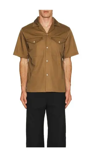 WAO Satin Western Short Sleeve Shirt - Brown