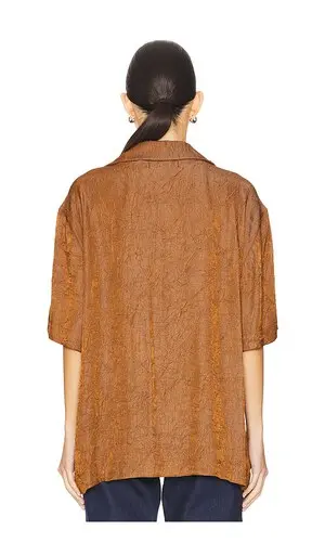WAO Crinkled Short Sleeve Shirt In . Also - Brown